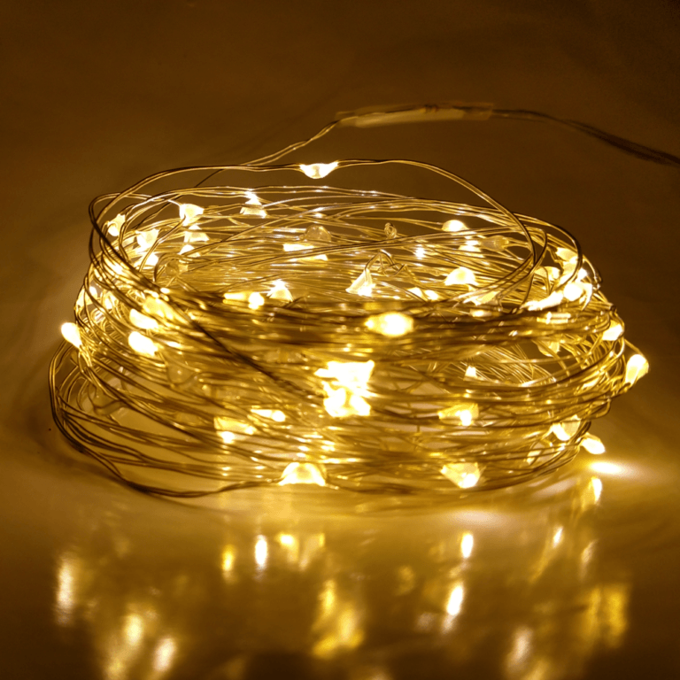 33 Foot - Plug in LED Fairy Lights- 100 Yellow Micro LED Lights on ...