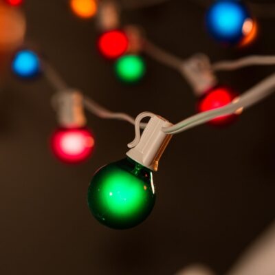 G40 Colored String Lights Set with White Wire