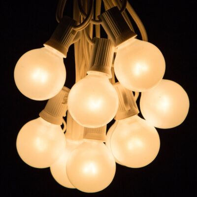 Frosted G40 String Lights with White Wire