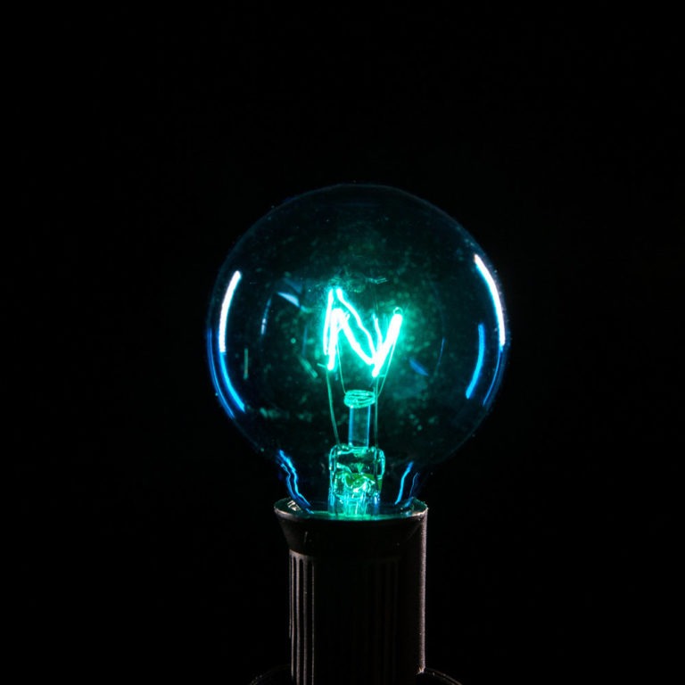 (Box of 25) G40 TRANSPARENT BLUE C7 (E12) Base Light Bulbs