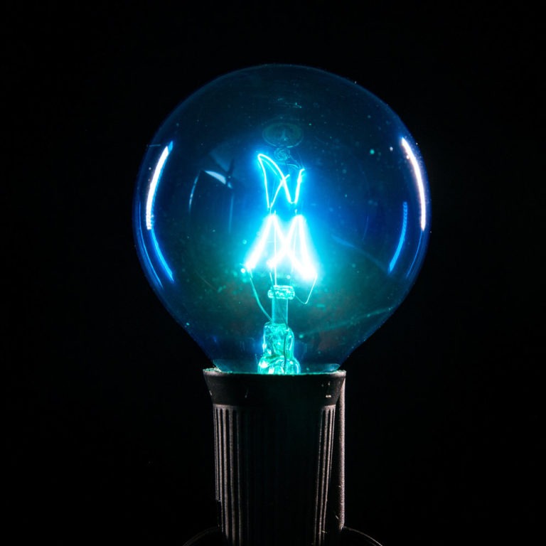 (Box of 25) G50 TRANSPARENT BLUE C9 (E17) Base Light Bulbs - Hometown ...