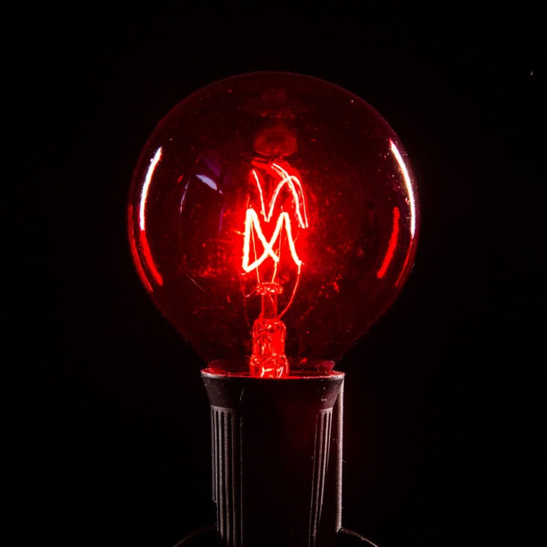 (Box of 25) G50 TRANSPARENT RED C9 (E17) Base Light Bulbs - Hometown ...