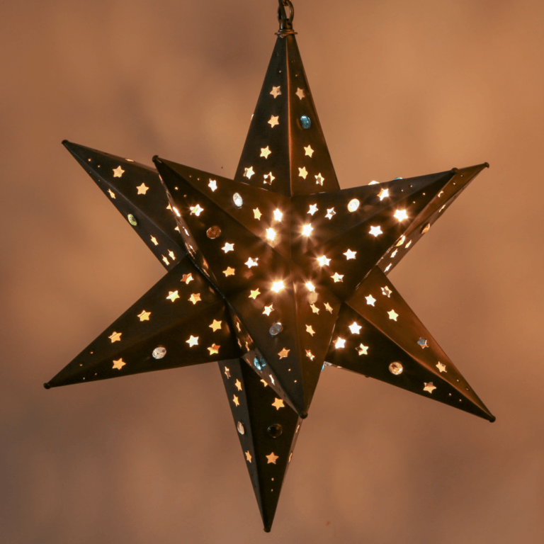 18" Tin Star Light - Star Cut with Marbles - Hometown Evolution Inc.
