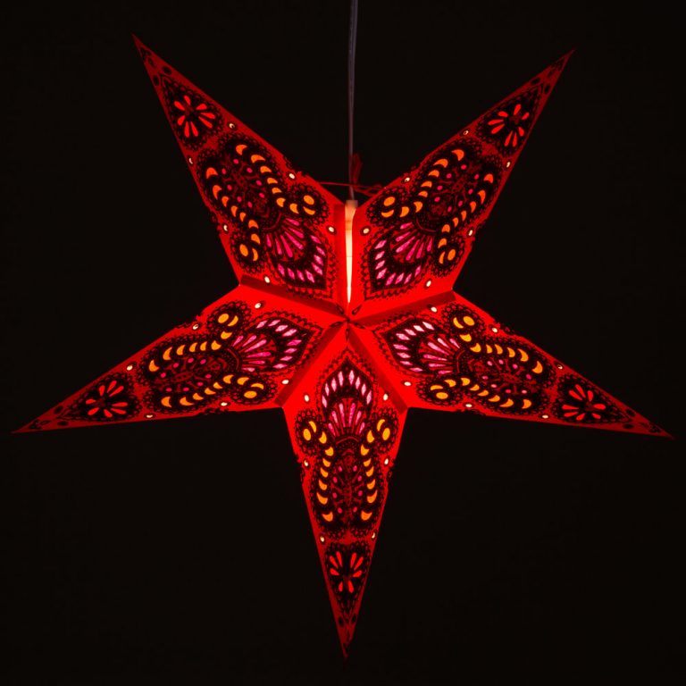(S236) Peacock Paper Star Lantern (Red) - Hometown Evolution Inc.