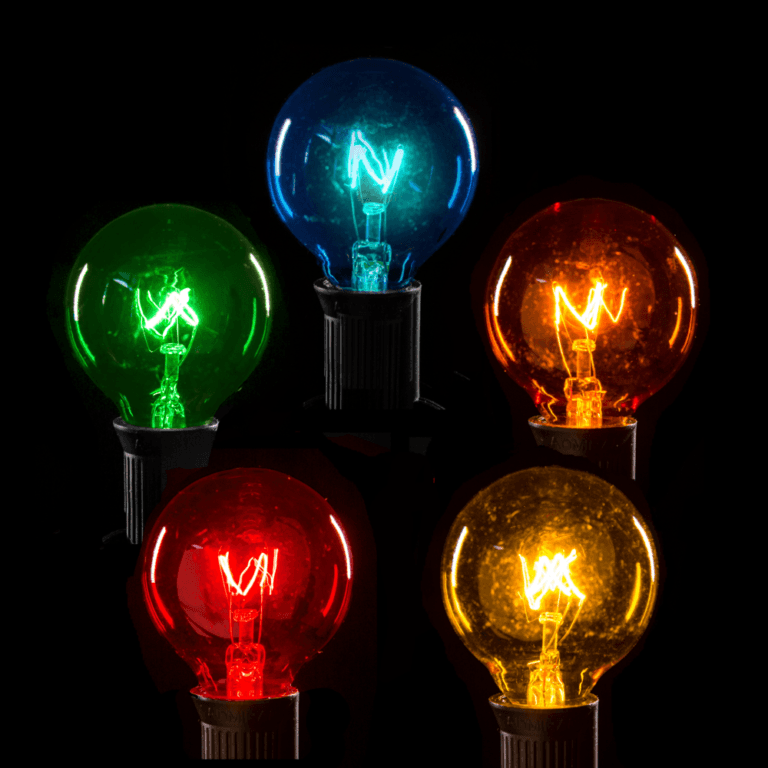 (Box of 25) G40 Assorted Transparent Colored Light Bulbs