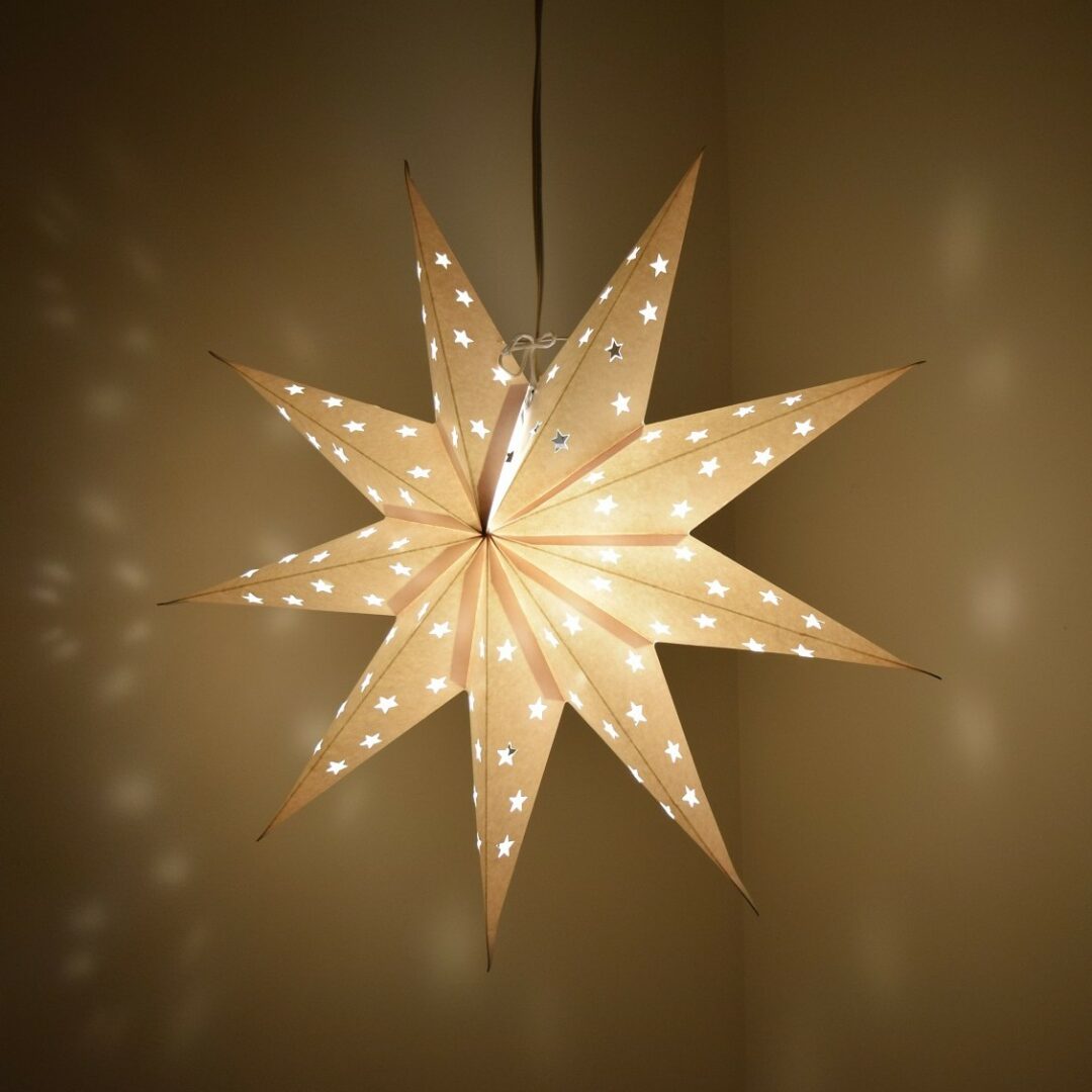 9 Pointed White Paper Star Lights