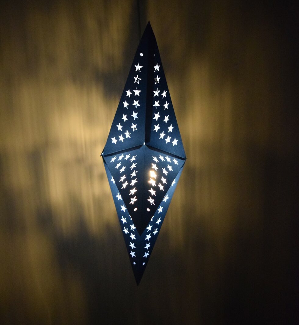 (S230) Solid Blue Paper Star Lantern - Hometown Evolution Inc.