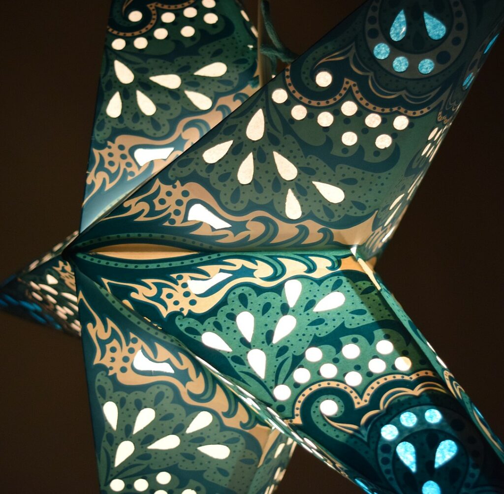 Turquoise Charm Paper Star Lantern