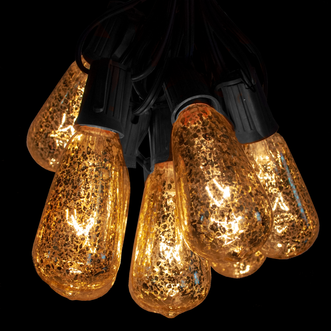 G40 Mercury Gold String Light Sets with Black Wire | Hometown Evolution ...