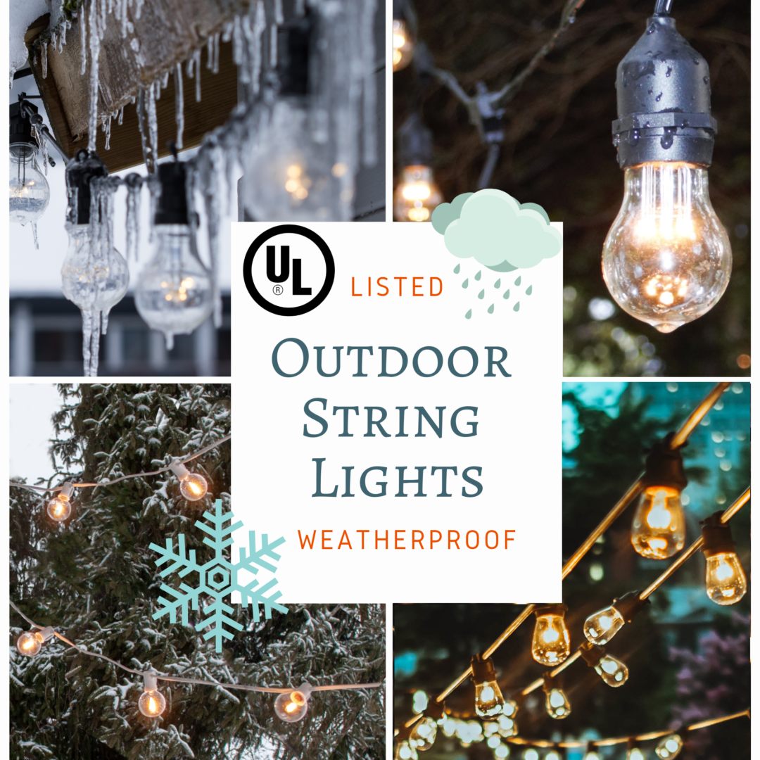 E26 Outdoor Edison Lights with S14 Zig Zag Bulbs and Black Wire