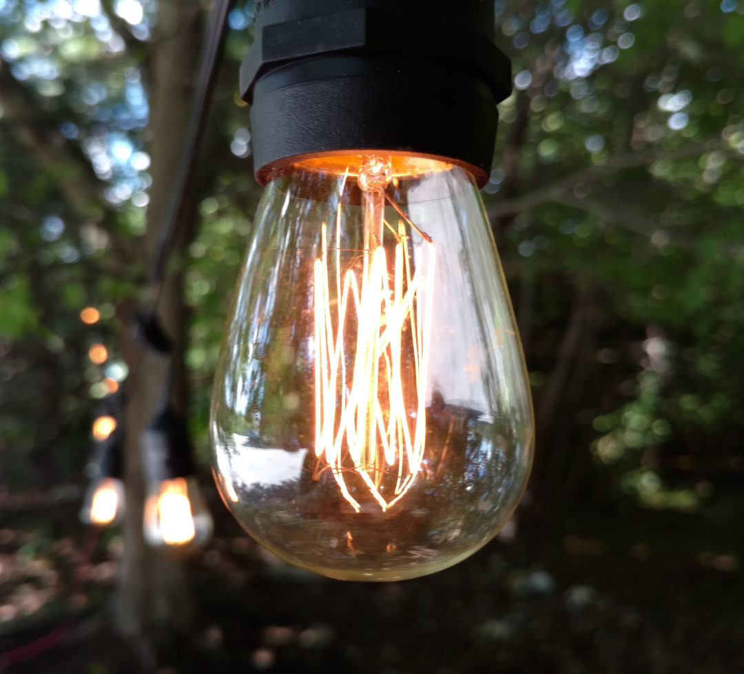 E26 Edison Bulb Lights with S14 Lantern Bulbs and Black Wire