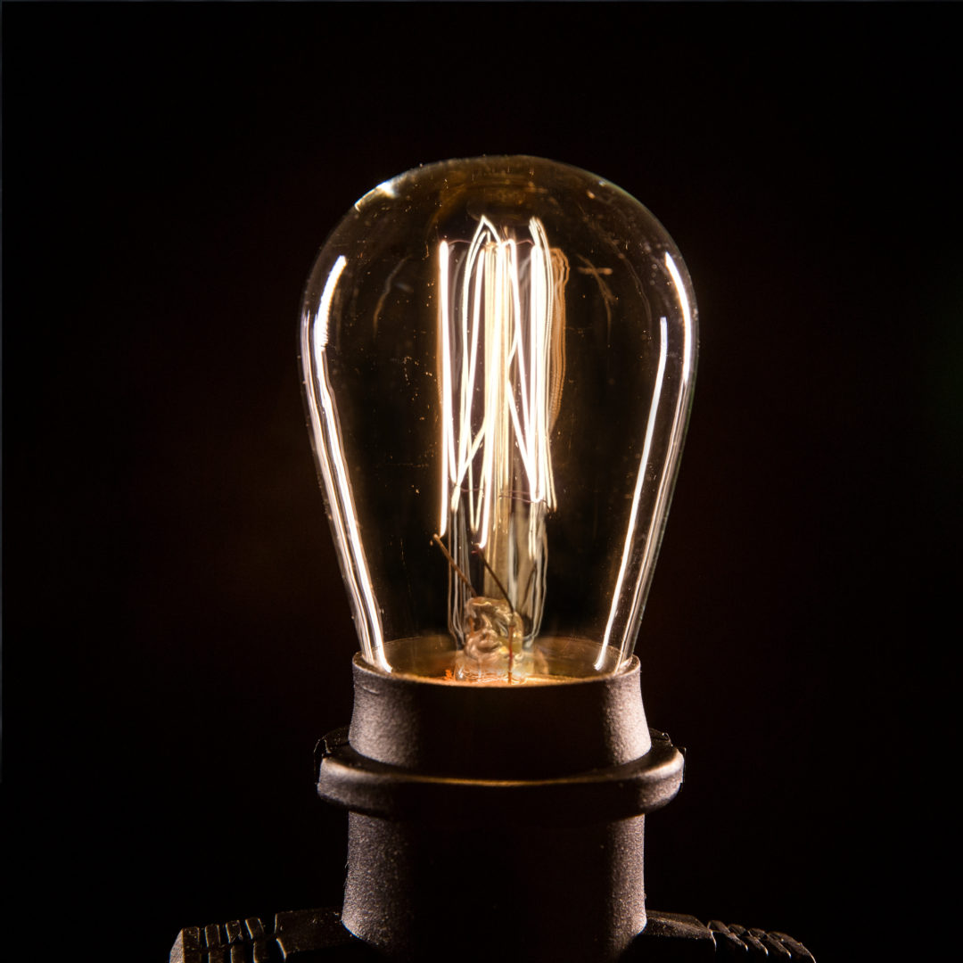 E26 Edison Bulb Lights with S14 Lantern Bulbs and Black Wire