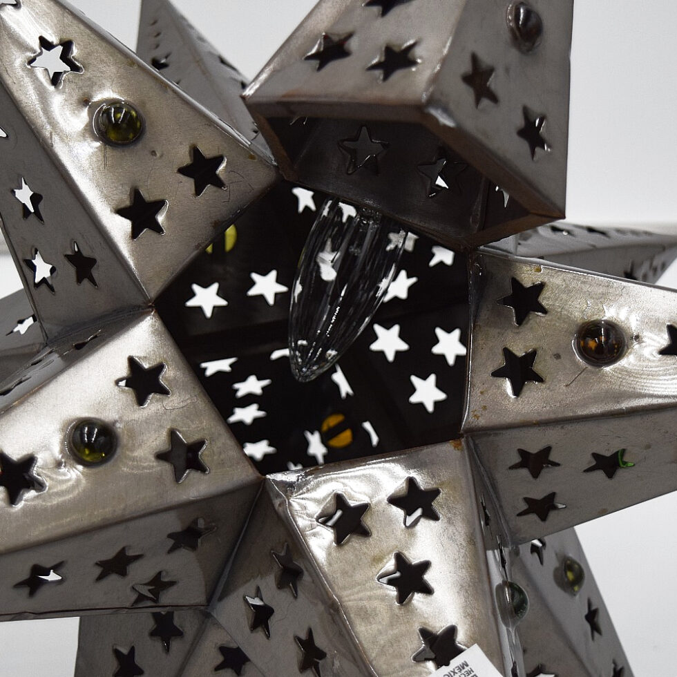 16” Tin Mexican Star Lights with Star Cutouts and Marbles