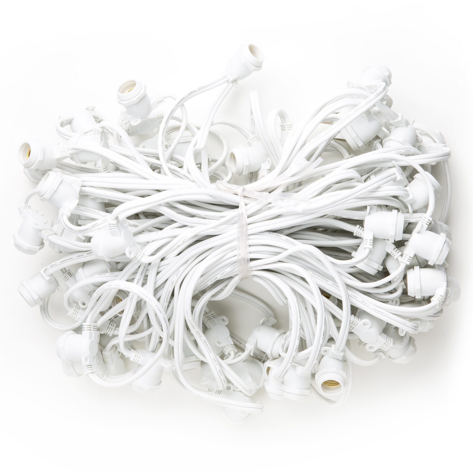 White 100’ C9 Commercial Grade Light Stringers with 16 AWG Wire