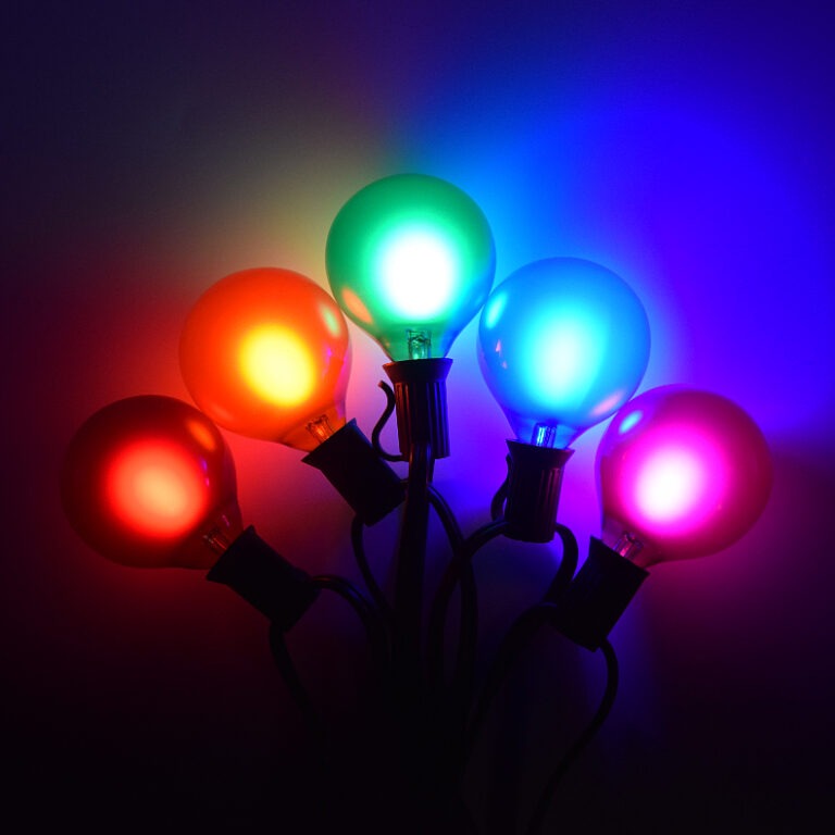 LED G50 2" Assorted Colored Light Bulbs with C7 (E12) Base
