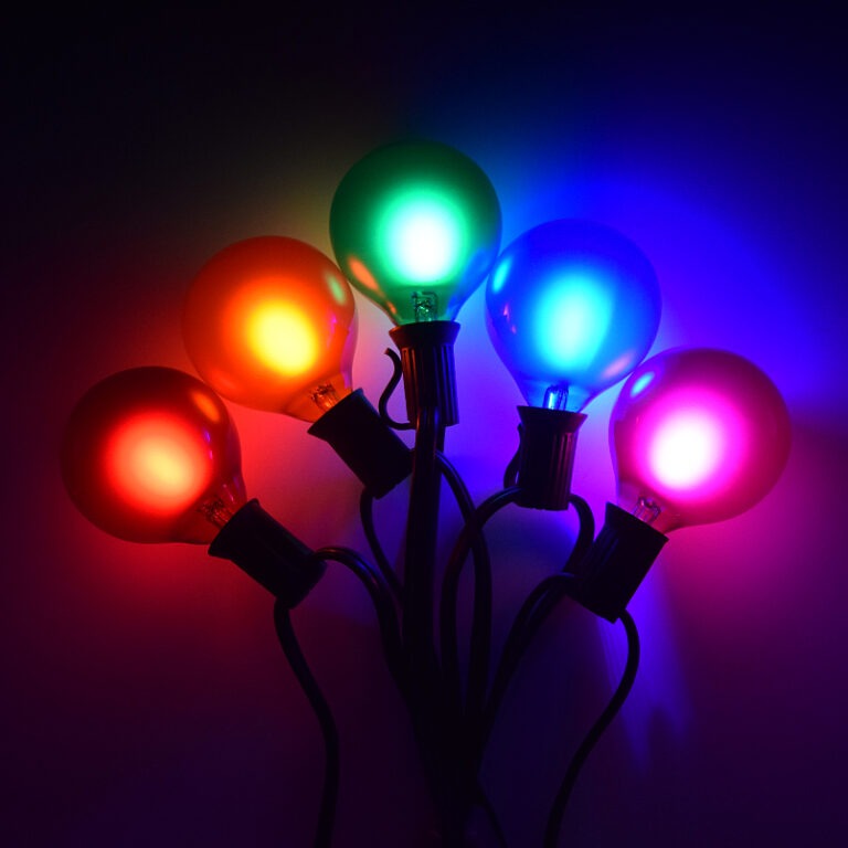 G50 LED Colored String Lights Set with White Wire