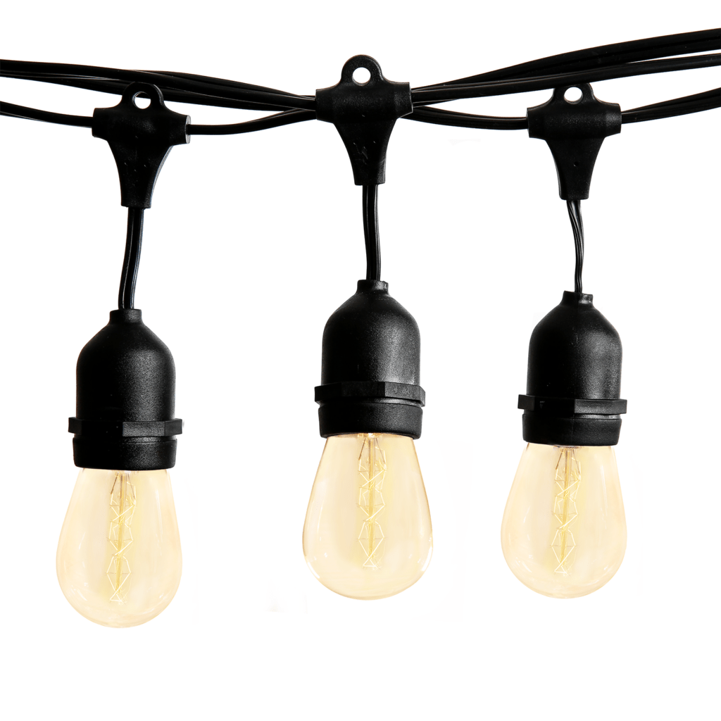 E26 Outdoor Edison Lights with S14 Zig Zag Bulbs and Black Wire