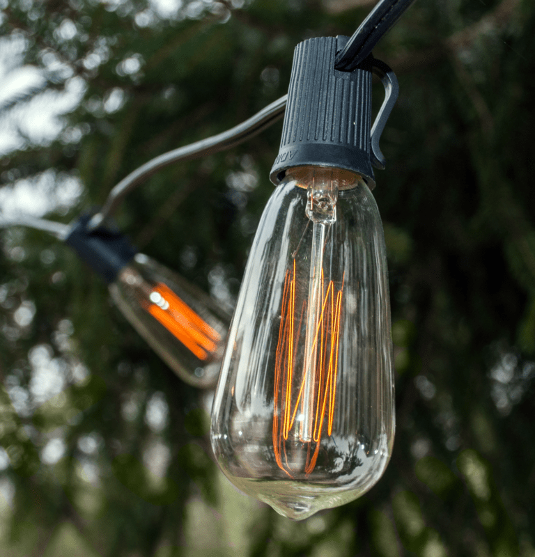ST40 Lantern Edison String Lights Set with Black Wire