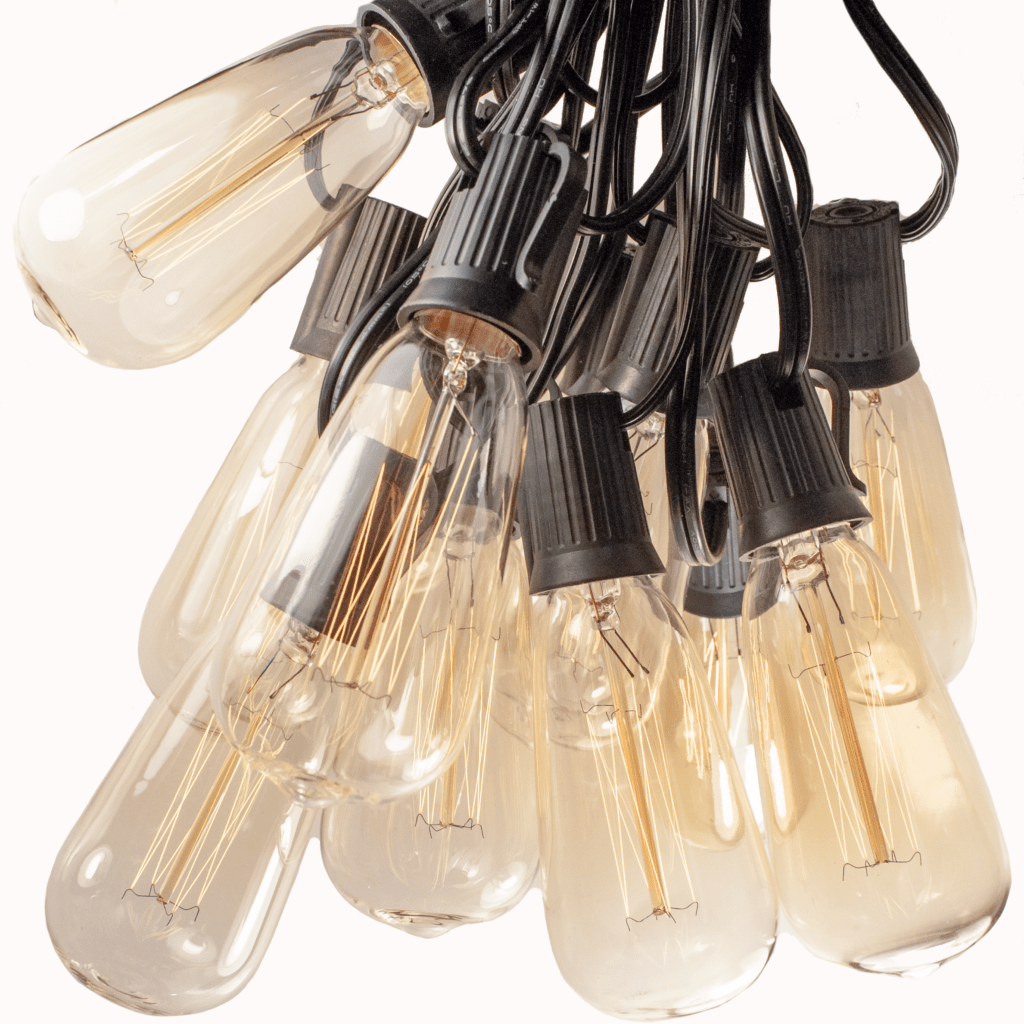 ST40 Lantern Edison String Lights Set with Black Wire