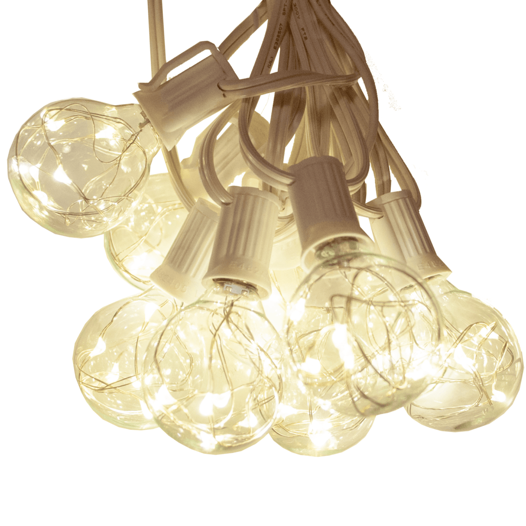 G40 LED Round Bulb Fairy Lights with White Wire