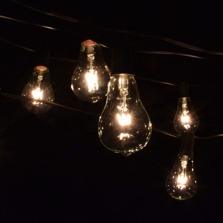 PS50 Clear Commercial String Light Sets with Black Wire - Hometown ...