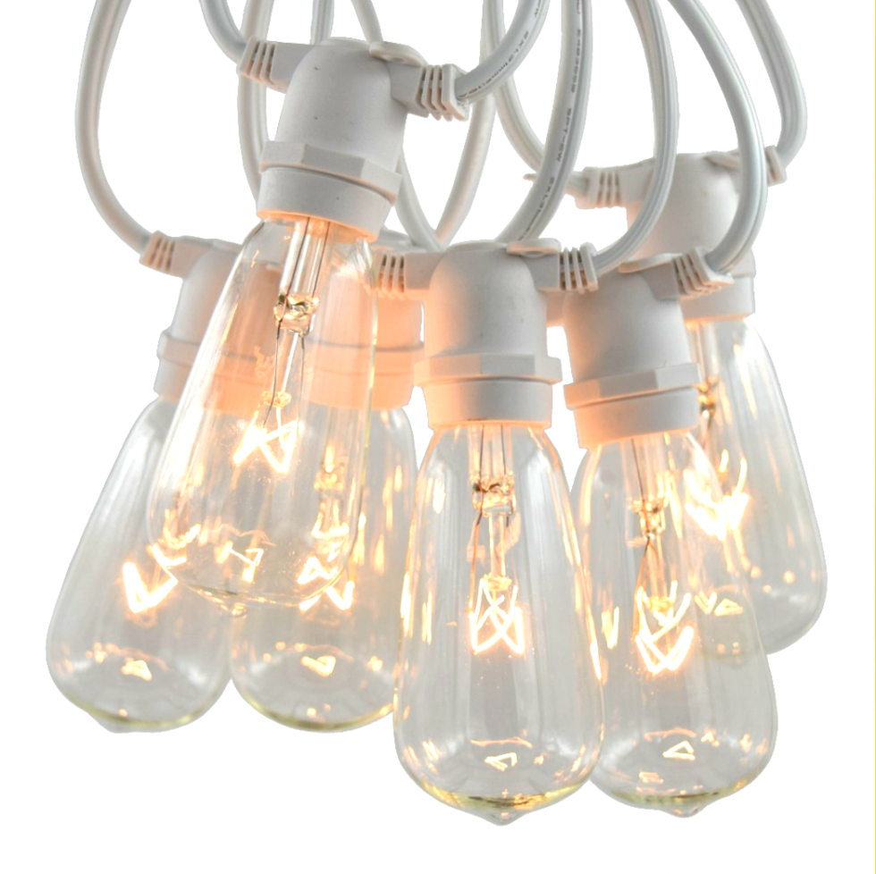 ST40 Clear Commercial String Light Sets with White Wire - Hometown ...