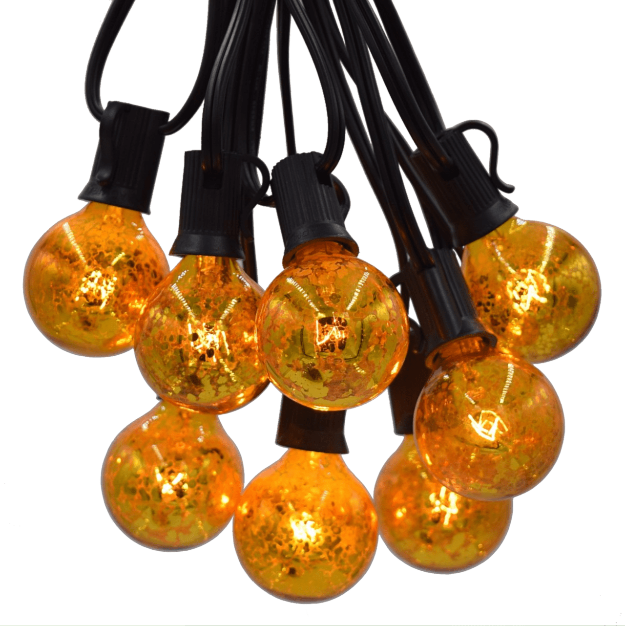 G40 Mercury Gold String Light Sets with Black Wire - Hometown Evolution ...