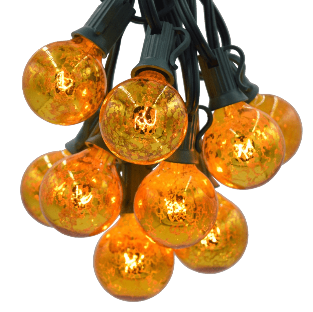 G40 Mercury Gold String Light Sets with Green Wire - Hometown Evolution ...