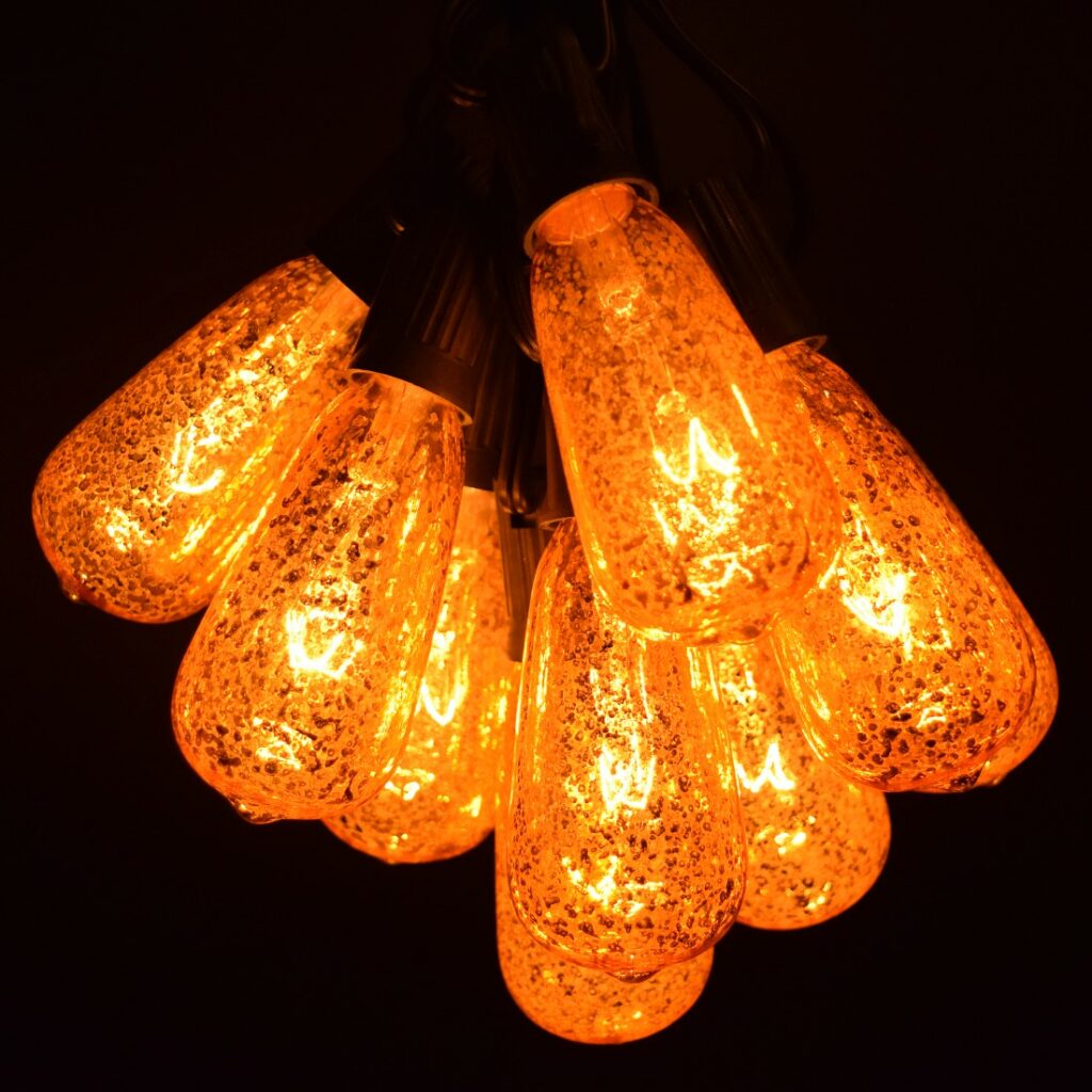 G40 Mercury Gold String Light Sets with Black Wire - Hometown Evolution ...