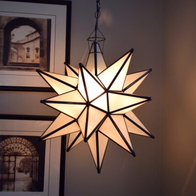 20" Frosted White Glass Star Lights - Hometown Evolution Inc.