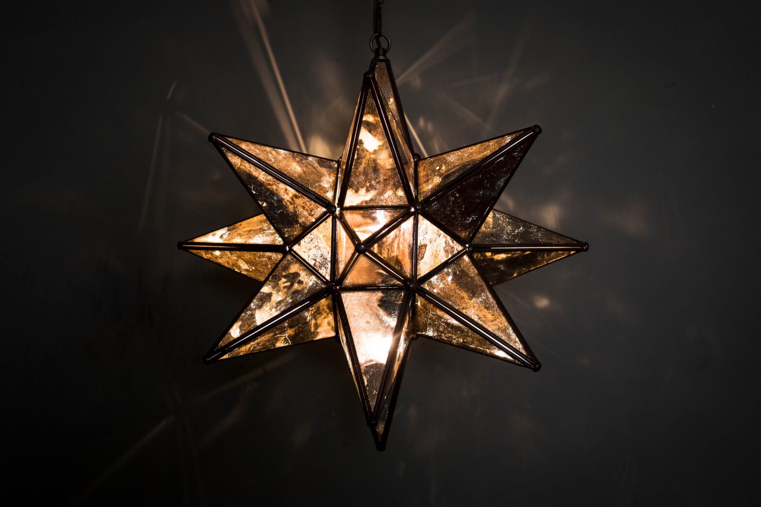 18" Antique Gold Glass Star Lights - Hometown Evolution Inc.