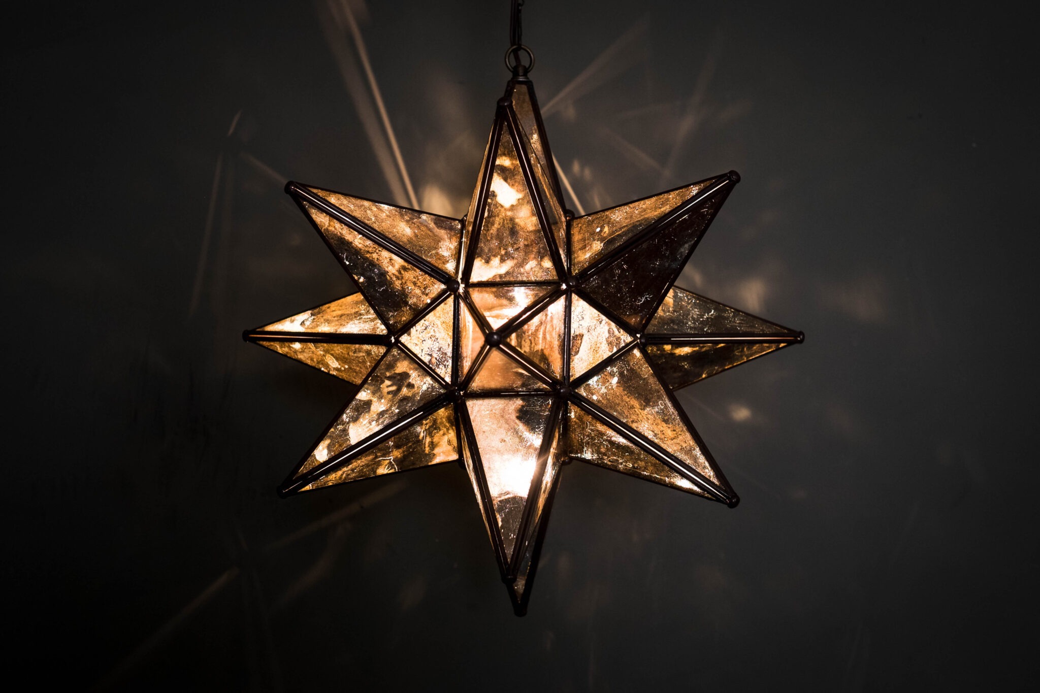 18" Antique Gold Glass Star Lights - Hometown Evolution Inc.