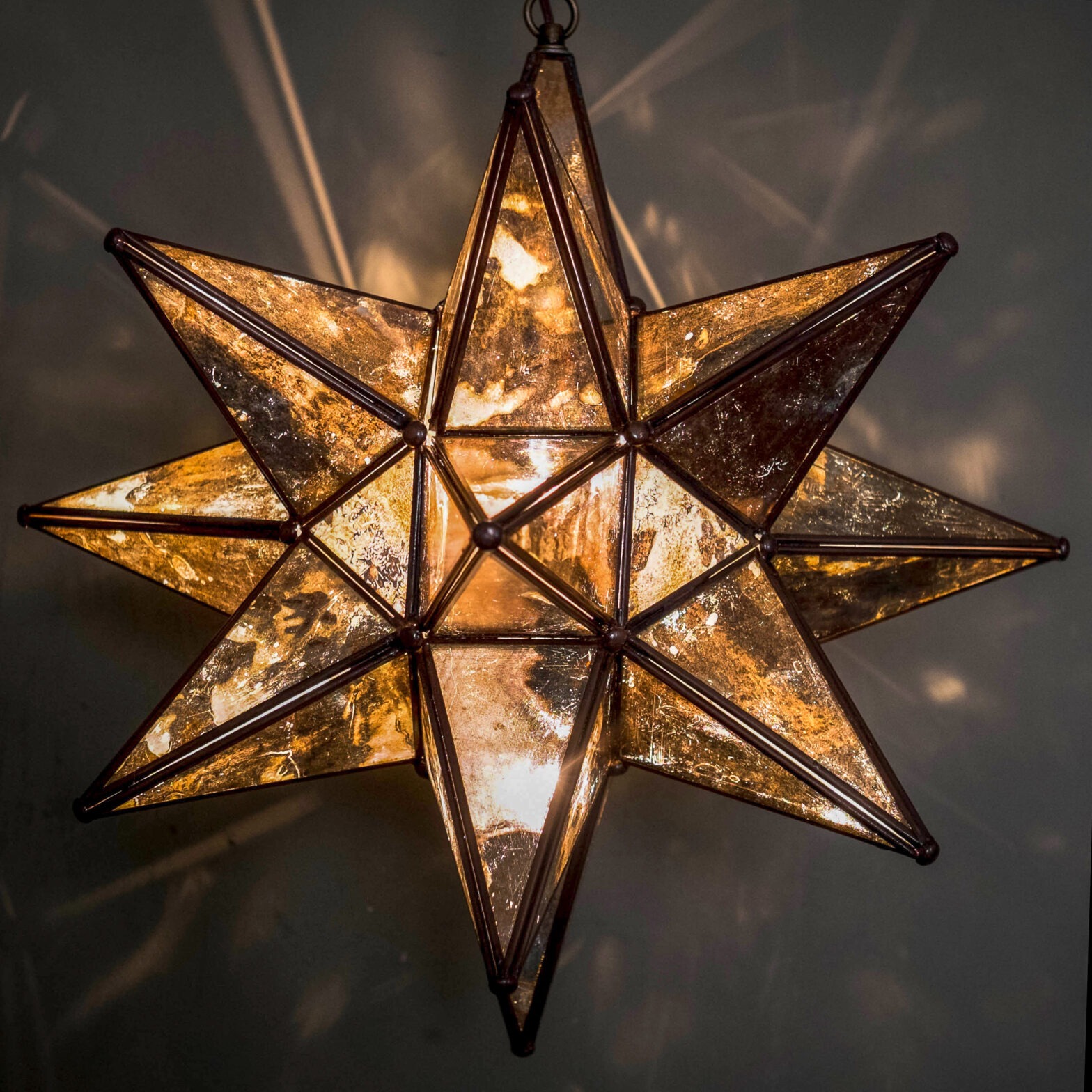 18" Antique Gold Glass Star Lights - Hometown Evolution Inc.